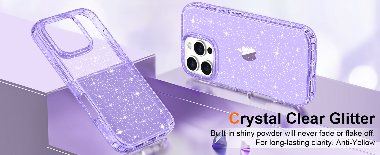Amazon.com: Hython Case for iPhone 16 Pro Case Glitter, Clear Glitter Sparkly Shiny Bling ...