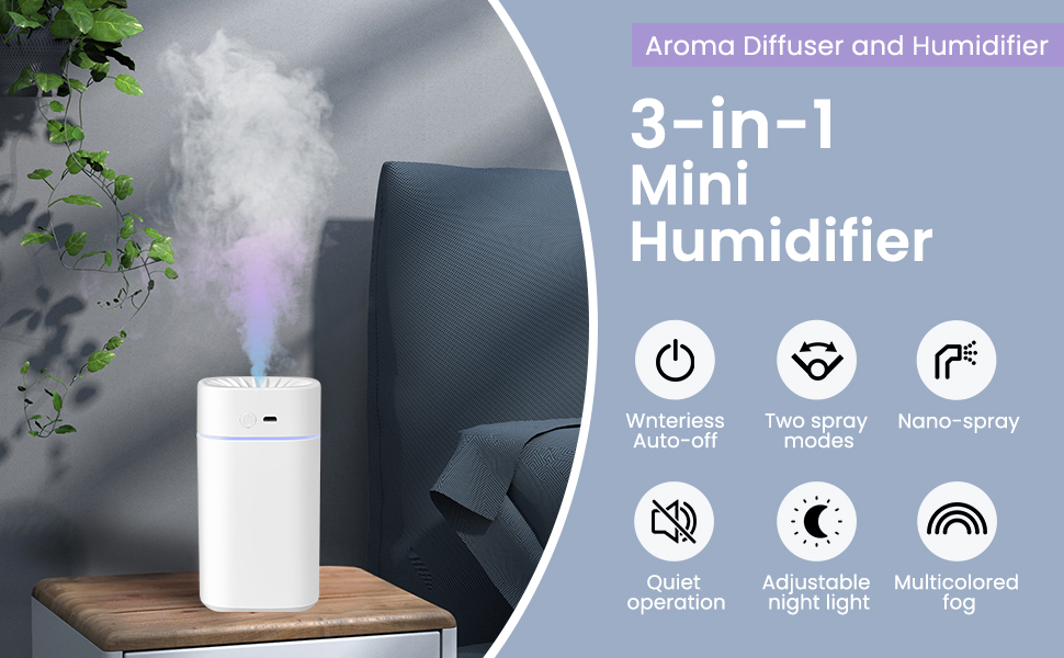 Amazon.com: Mini Cool Mist Humidifier - Rechargeable Desktop Humidifier ...