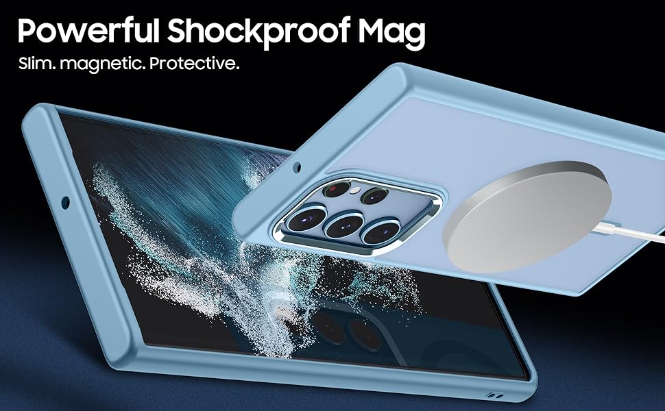 Amazon.com: MAKAVO Translucent Matte for Samsung Galaxy S22 Ultra Case, Compatible with MagSafe ...