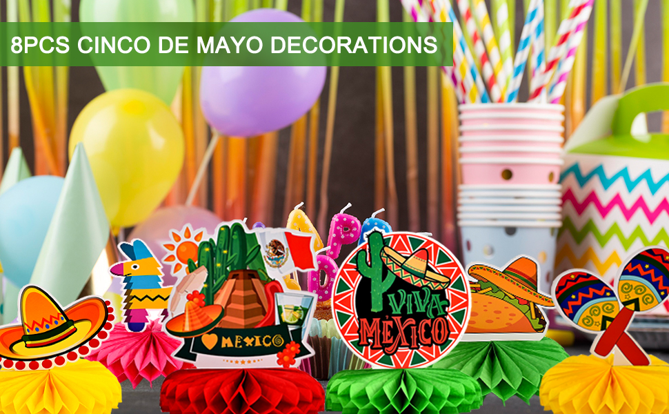 Amazon.com: 8 Pieces Fiesta Mexican Party Table Decoration Centerpiece ...