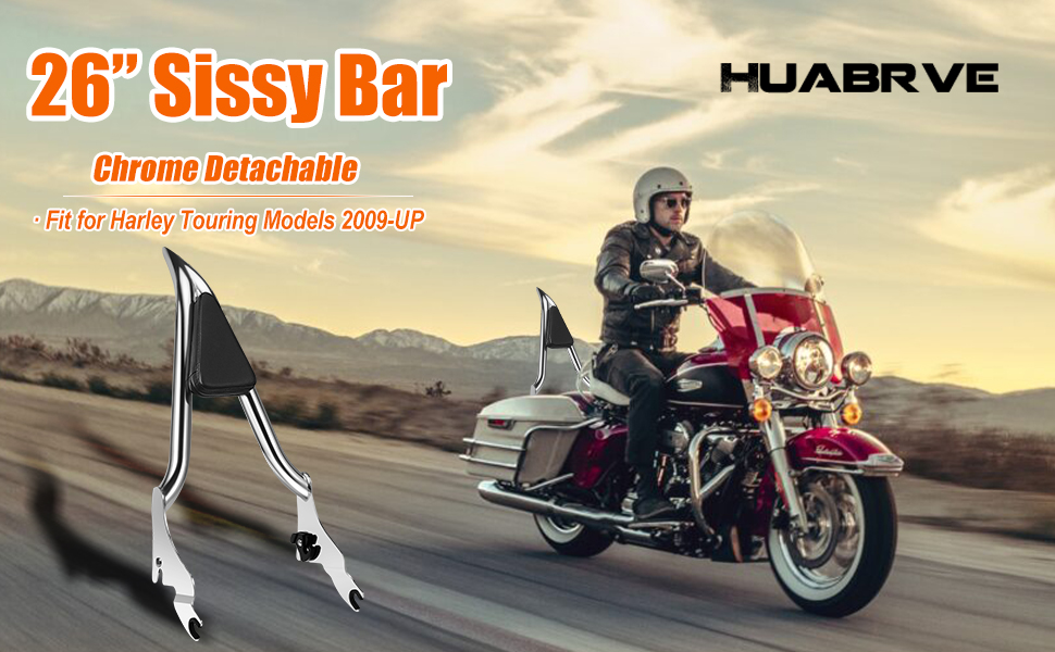 Amazon.com: 26" Motorcycle Sissy Bar for Harley, Integrated Passenger Backrest for Harley ...