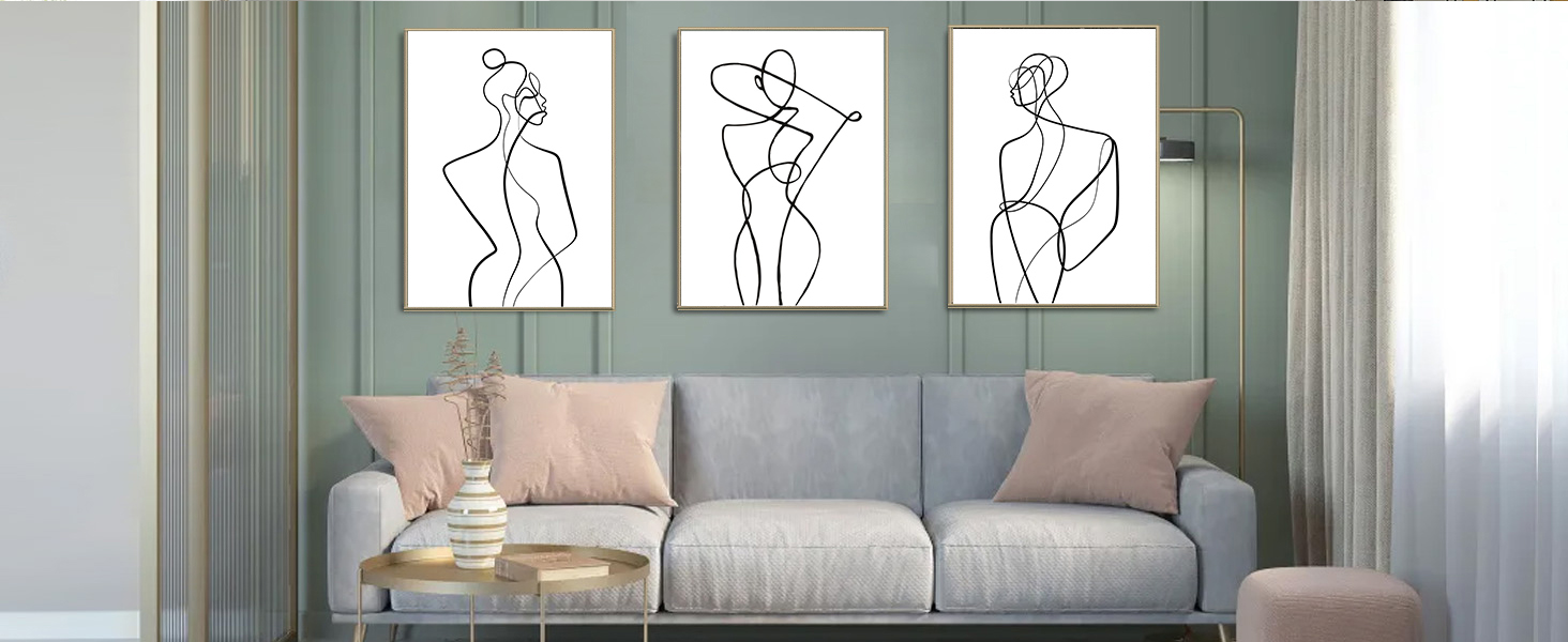 Amazon.de: LXTOPN Moderne Wandbilder Poster, Minimalistische Abstrakt Bild Set Line Art Bilder ...