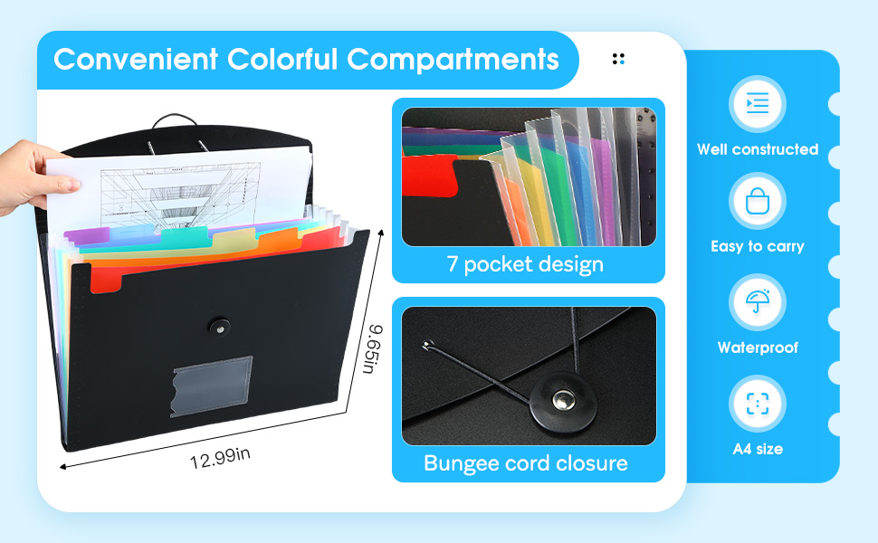 Amazon.com : Glenmal 10 Pcs 7 Pocket File Folders File Organizer Expanding Folder with Labels ...