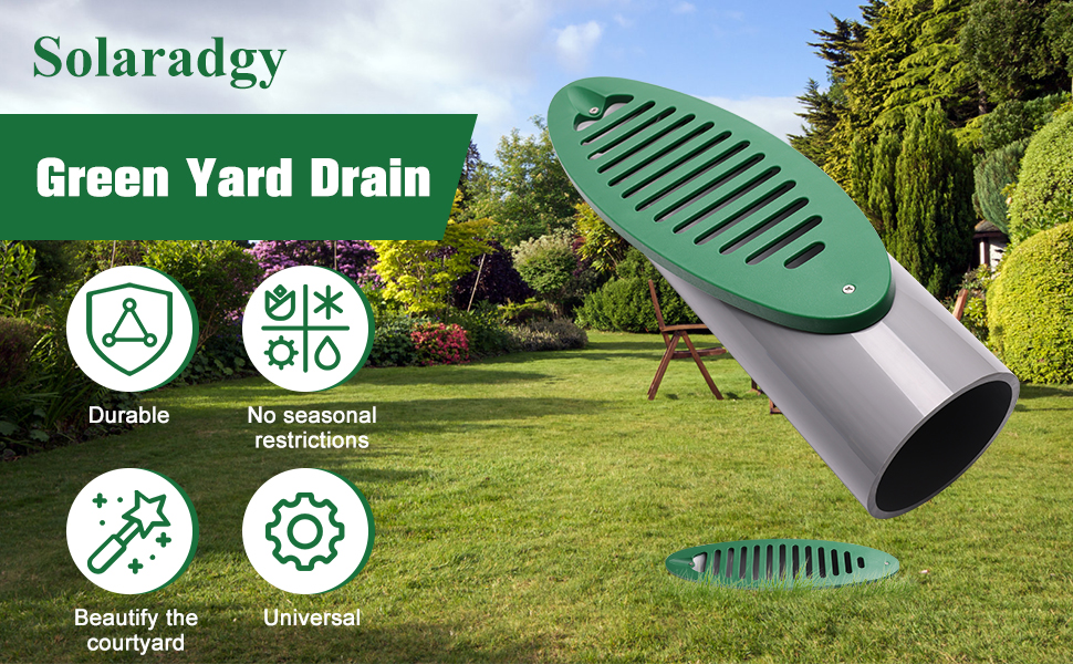 Solaradgy 4 Inch Yard Drain, Green Angled Drainage Grate for Sump Pump ...