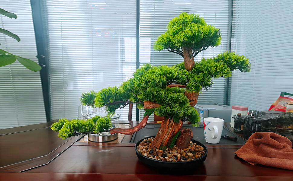 Amazon.com: Artificial Bonsai Tree 17 Inches Artificial Bonsai Pine Tree，Realistic Fake Plant ...