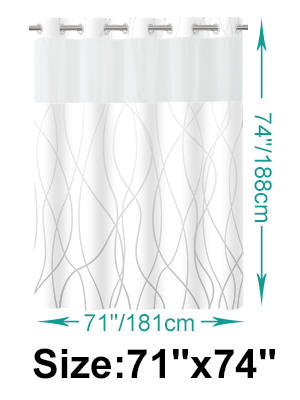 Amazon.com: LXBNI No Hook Ombre White Striped Shower Curtain with Snap in Fabric Liner Set ...