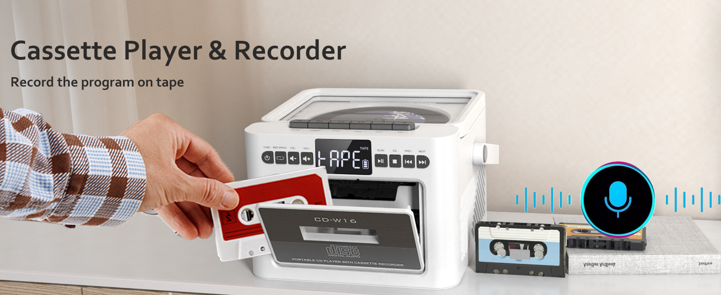 Amazon.com: Boombox CD Player,CD Cassette Player Combo with Bluetooth ...