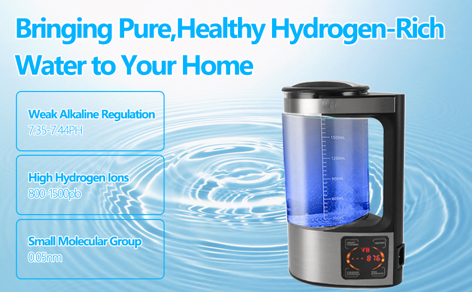 2L Hydrogen Water Bottle Generator, Portable Hydrogen Rich Water Machine, 200W SPE PEM Technolog ...