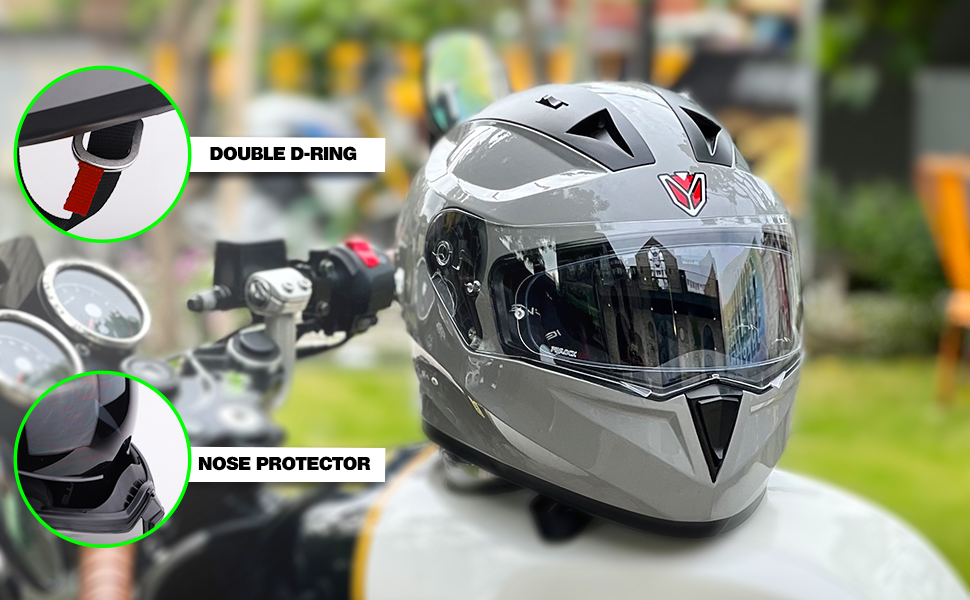 Ignyte IGN-7 ISI / DOT Certified Double Visor Full Face Helmet Outer Anti-Fog Clear Visor and ...