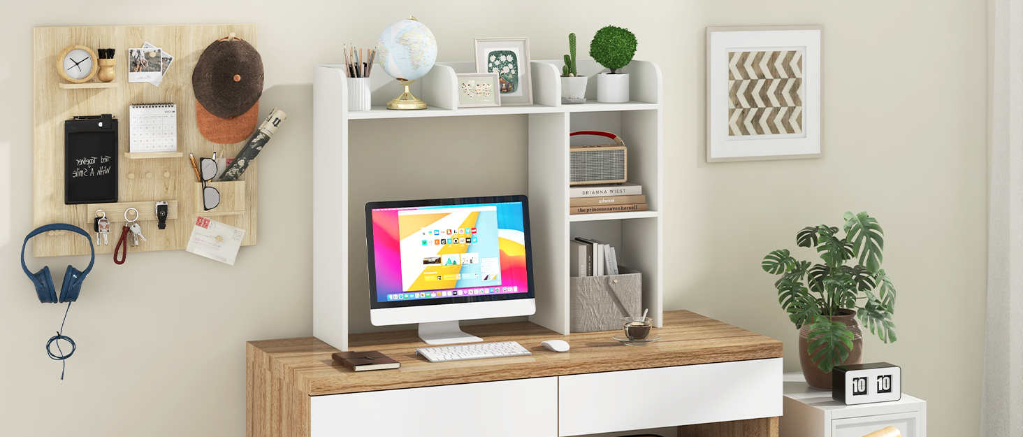 Amazon.com: SILKYDRY Desktop Bookshelf, 3-Tier Wood Countertop Bookcase with 5 Shelves, Desk ...