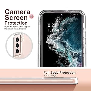 Amazon.com: KIOMY Clear Shockproof Case for Samsung Galaxy S22 with 2 Packs Tempered Glass ...