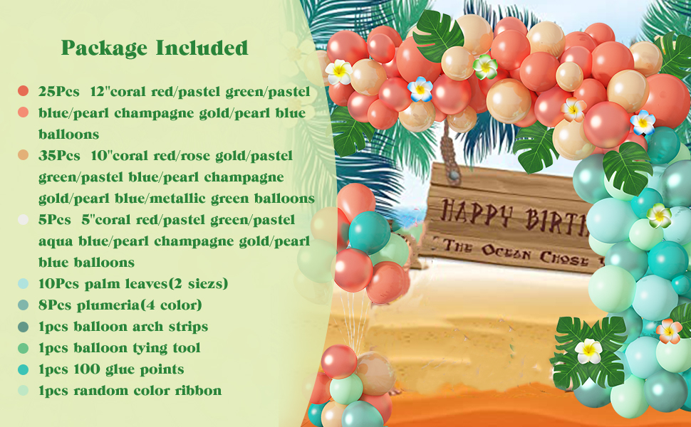 Amazon.com: Ouddy Party Tropical Balloon Garland Arch Kit, 12"10"5" Rose Gold Blush Blue ...