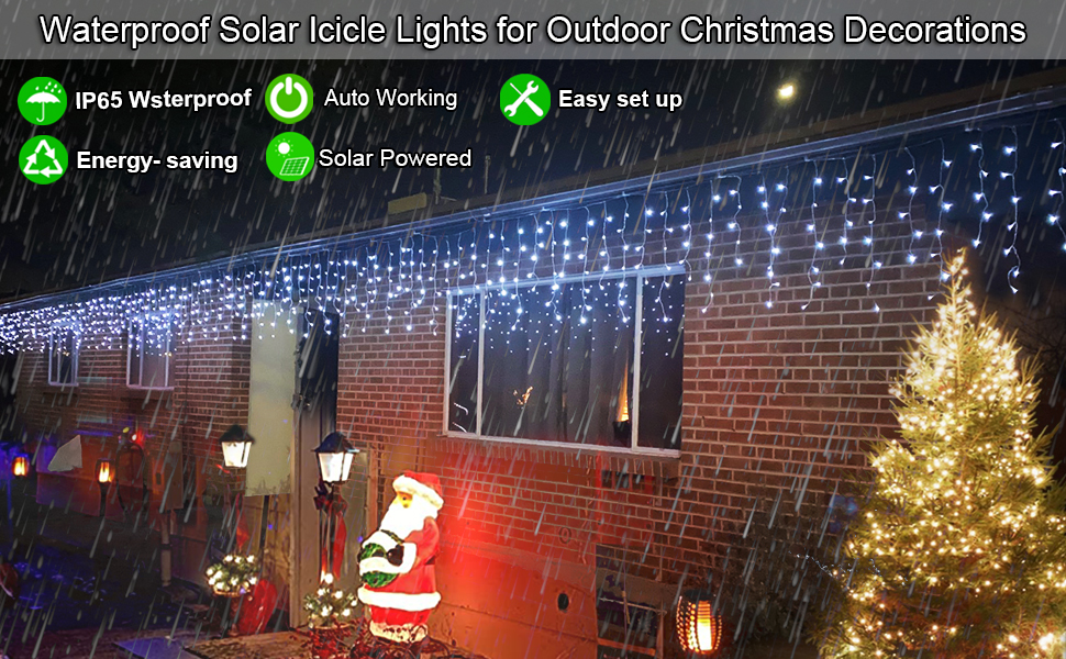 Amazon.com : Homeleo Outdoor Christmas Lights, Solar Icicle Lights ...