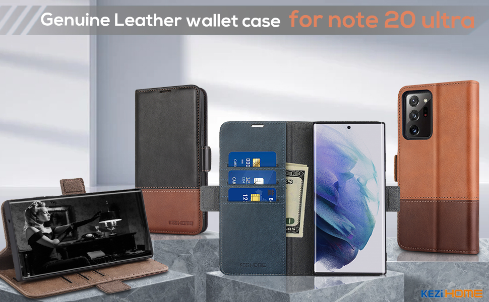 Amazon.com: KEZiHOME Note 20 Ultra Case, Genuine Leather [RFID Blocking] Galaxy Note 20 Ultra 5G ...