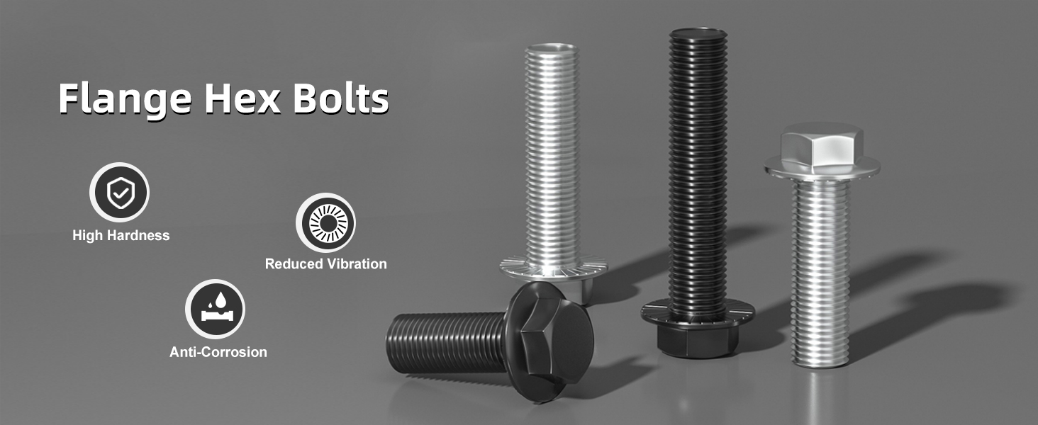 Amazon.com: VGBUY M6-1.0 x 12mm Flanged Hex Head Bolts,External Flange Hex Drive Screws,Class 10 ...