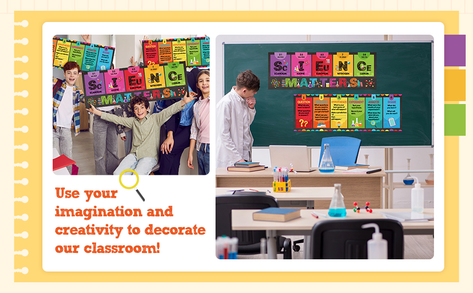 Amazon.com: Fulmoon 2 Pieces Chalkboard Science Bulletin Board Banner ...