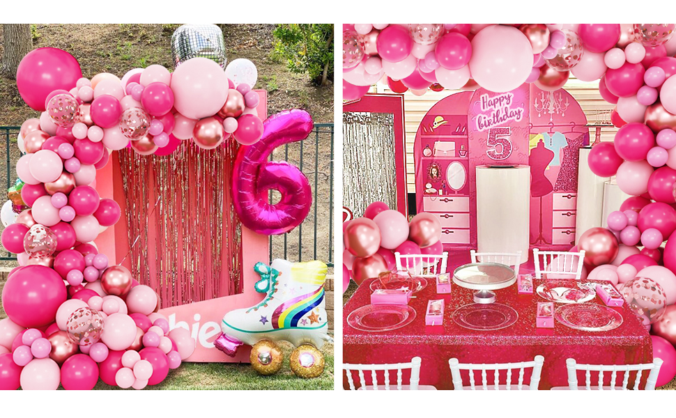 Amazon.com: RUBFAC 160pcs Pink Balloon Arch Garland Kit, Hot Pink Rose Gold Chrome Balloons for ...