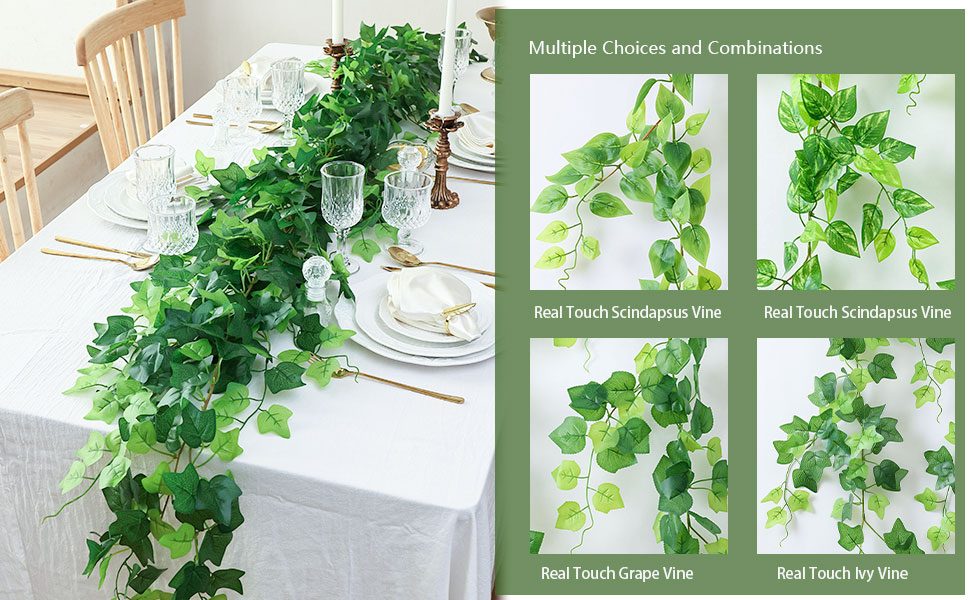 Amazon.com: mizii 2 Strands Artificial Vines Ivy Garland 6FT Real Touch Fake Vine with Silk ...
