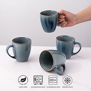 Amazon.com: GBHOME Ceramic Coffee Mugs Set of 6, 12oz Stoneware Coffee ...