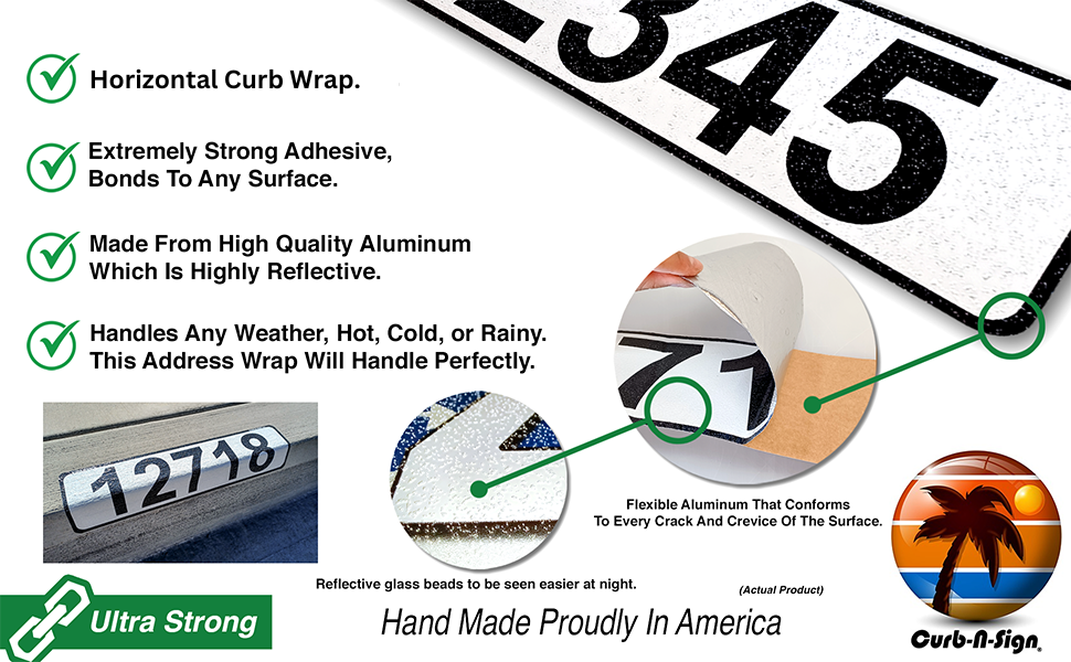 Amazon.com: Curb-N-Sign Curb Wrap Address Decal – Aluminum House Number Decals for Front Doors ...