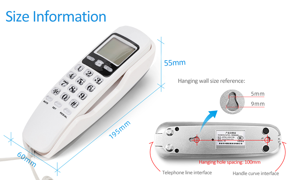 VBESTLIFE Corded Phone, KX-T888CID Landline Telephone with Caller ID Phone with Big Button Wired ...