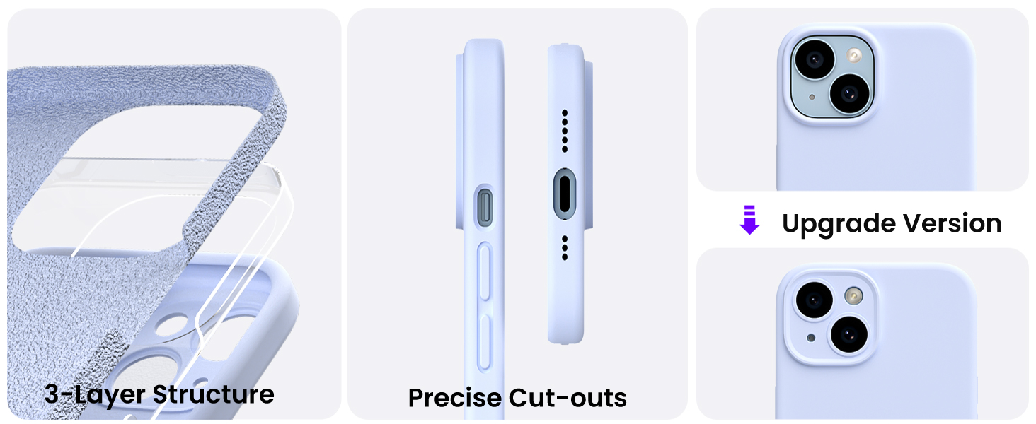 Amazon.com: ORNARTO for iPhone 15 Case 6.1 inch, Shockproof Liquid Silicone Cover with Screen ...