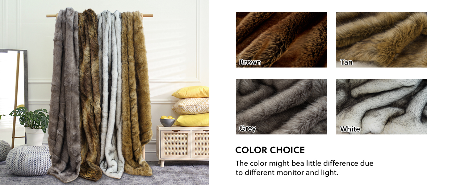 Amazon.com: HOMFINE Faux Fur Blanket - Throw Blanket for Bed, Sofa ...