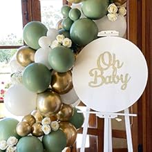Amazon.com: Sage Green Garland Arch Kit, Sage Green Gold White Confetti Gold Balloons Arch ...