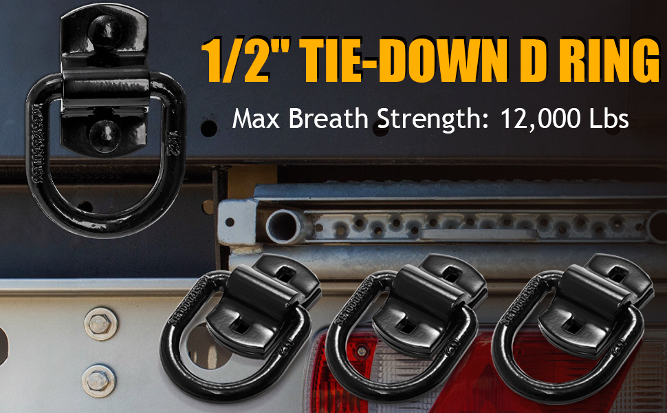 Amazon.com: Bekith 4 Pack 1/2" Heavy Duty Bolt-On Forged D Ring, Ultra Durable 12000Lbs Break ...