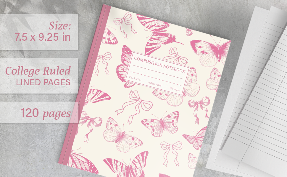 Composition Notebook College Ruled: Cute Pink Coquette Bows and ...