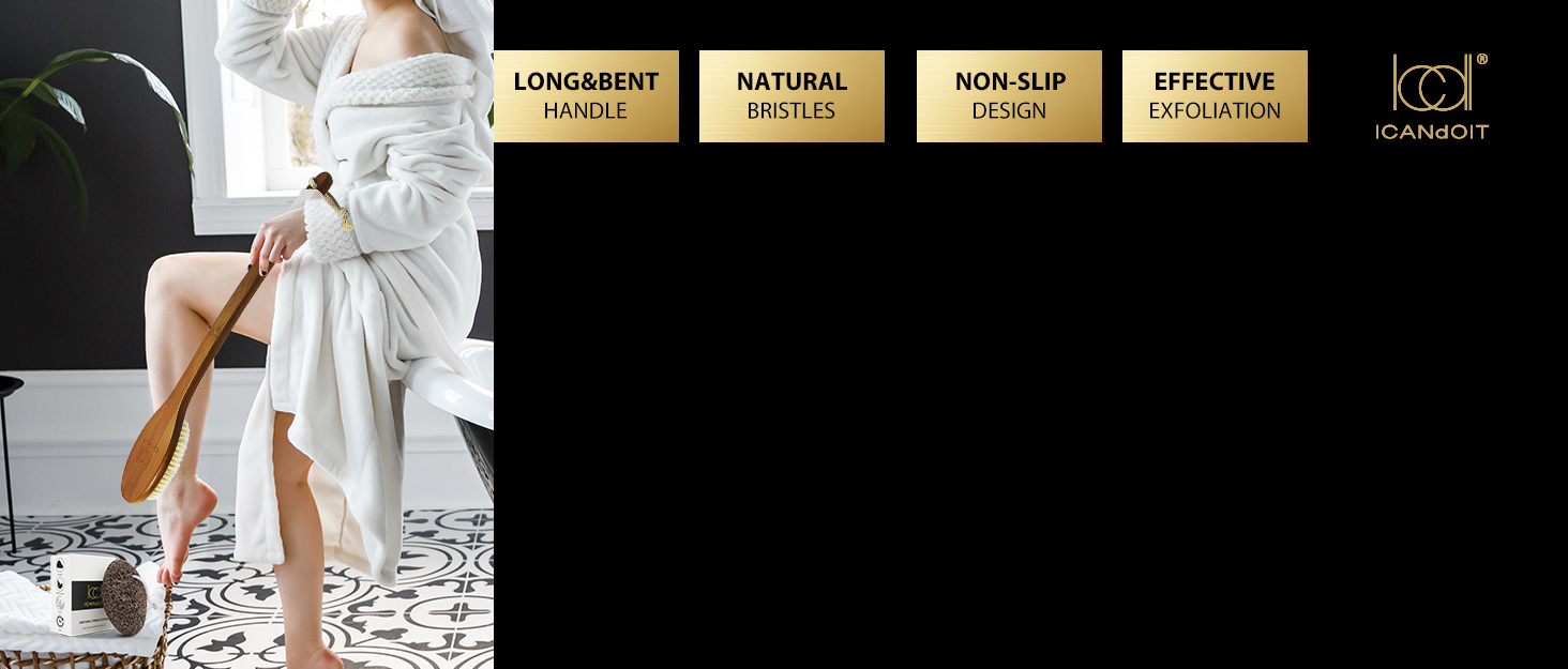 Amazon.com : ICANdOIT-17.71Inch Natural Boar Bristles Anti-Slip Long Handle Bath Brush,Bent ...