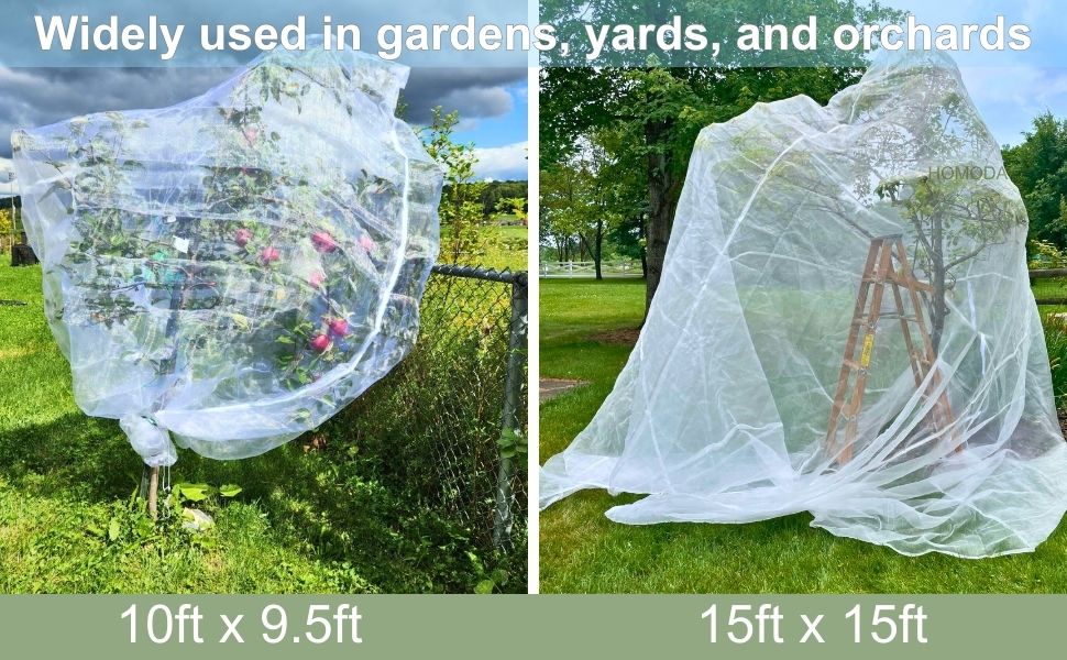Amazon.com : 15ft x 15ft Fruit Tree Netting Cover with Zipper & Drawstring, Insect Bird Barrier ...