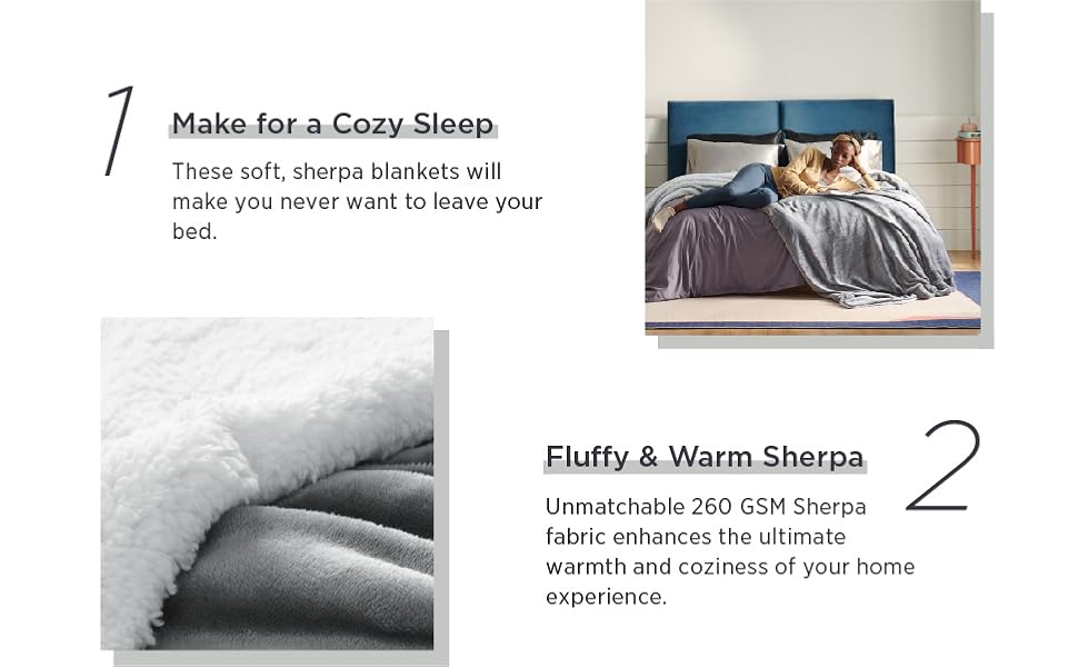 Bedsure Black Blanket Sherpa Throws for Couch Sofa Bed - Fluffy Blanket ...