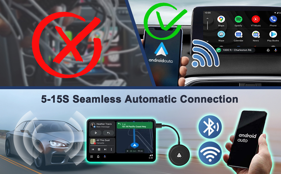 Amazon.com: Wireless Android Auto Car Adapter, Android Auto Adapter ...