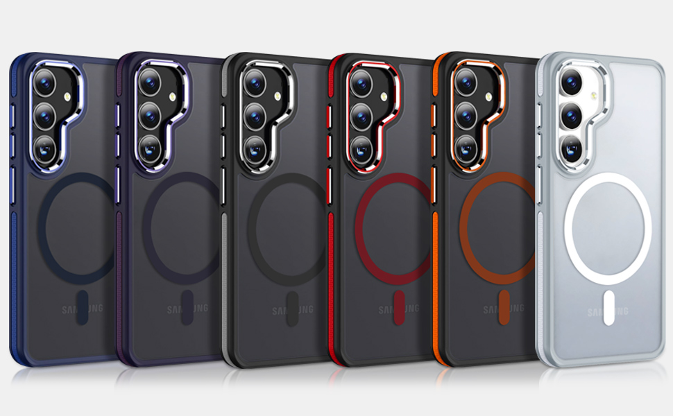 Amazon.com: MALEWOLF Magnetic Case for Samsung Galaxy S24 Fe, Color Hybrid Translucent Cover ...