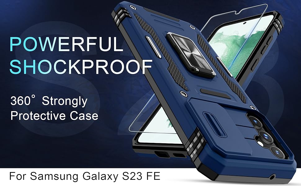 Amazon.com: DEERLAMN Case for Samsung Galaxy S23 FE with Slide Camera Cover+Screen Protector(1 ...