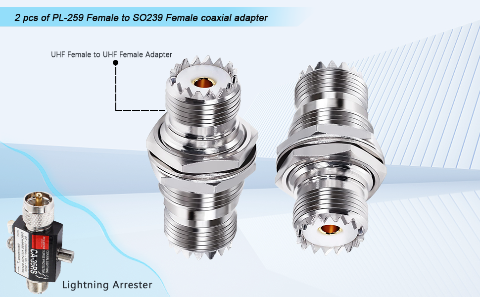 TUOLNK PL-259 Bulkhead Connector UHF Female to UHF Female Coaxial Adapter SO239 to SO239 Nut ...