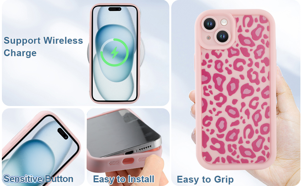 Amazon.com: KANGHAR Case for iPhone 15 Plus Leopard Printed Pattern Cute Cheetah Phone Case Soft ...