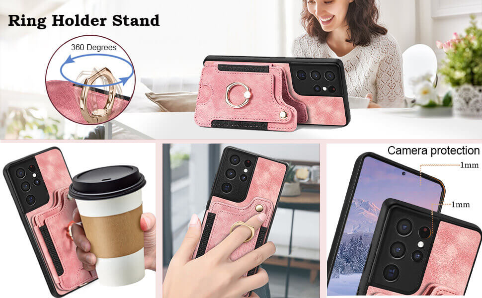 Amazon.com: S21 Ultra Case,Card Holder Wallet for Galaxy S21 Ultra Case,Magnetic,Ring Holder ...
