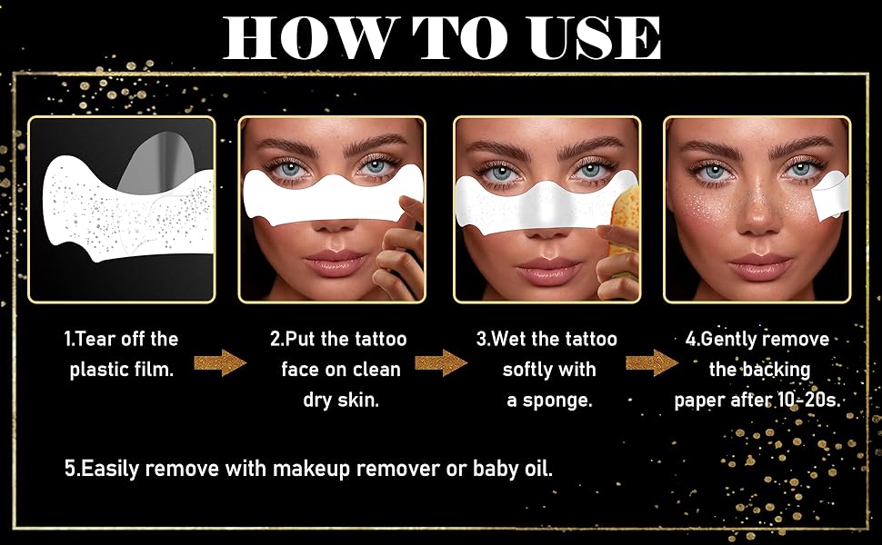 Amazon.com : 24 Sheets Gold and Silver Face Glitter Freckles Face Tattoo, Sparkle Speckles ...