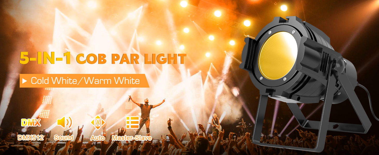 LeLeght 80W COB LED Par Spotlights Stage Light with Warm&Cold White Professional DMX Light with ...