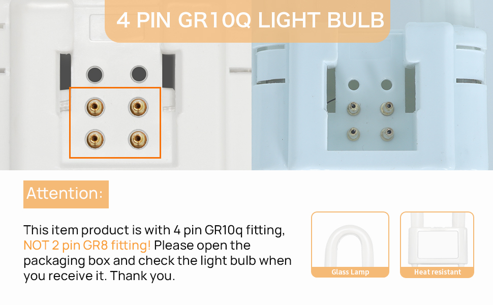 Akynite GR10q 4-Pin Bulb 16W 3500K Warm White, 950LM, 2D CFL Compact Fluorescent 4 Pin Light ...