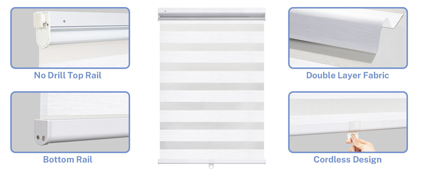 Amazon.com: UrMoon No Drill Zebra Blinds No Tools Zebra Shades Cordless Roller Shades for ...