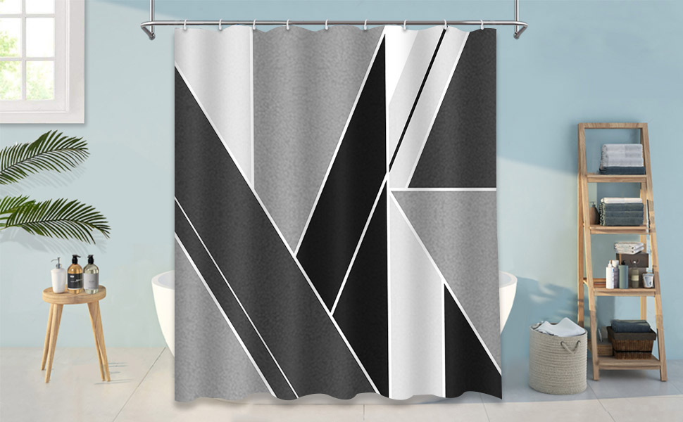 Amazon.com: Tayney Grey Shower Curtain Set with Toilet Lid Cover and Non-Slip Rugs for Bathroom ...