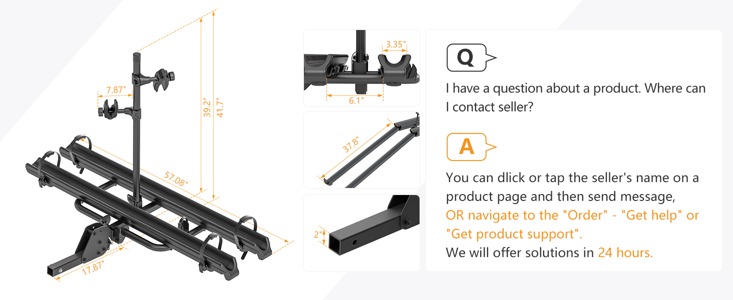 Amazon.com: HOPE YOU READY 2 Bike Rack with Ramp, 2'' Hitch Mounted Bike Racks, 200lbs Capacity ...