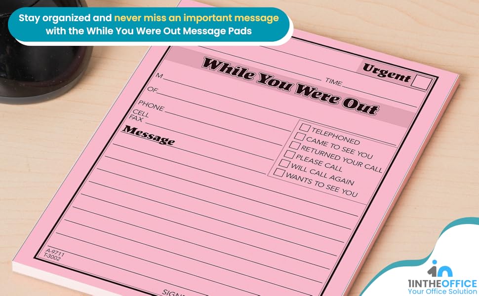 Amazon.com : 1InTheOffice Message pad While You Were Out Pads, 4.25 x 5 ...
