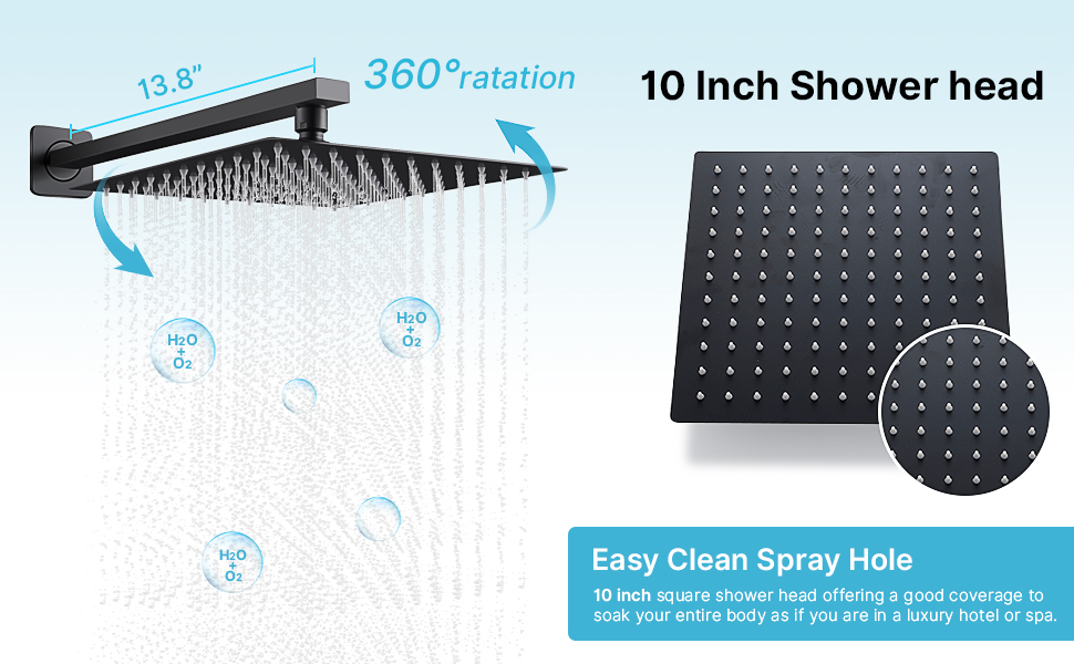Black Shower Faucet Set Rain Shower System with 10 Inch Shower Head Combo Set Handheld Spray ...