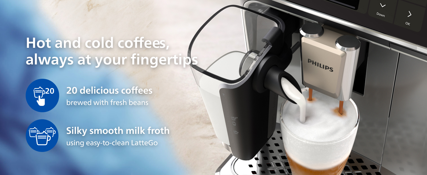 Philips 5500 Series Fully Automatic Espresso Machine – 20 Hot & Iced Coffees, Quick-to-Clean ...