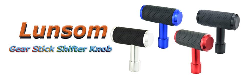 Lunsom Leather Gear Shifter Knob Metal Handle Type T Aluminum Alloy Car Shifting Lever Stick ...