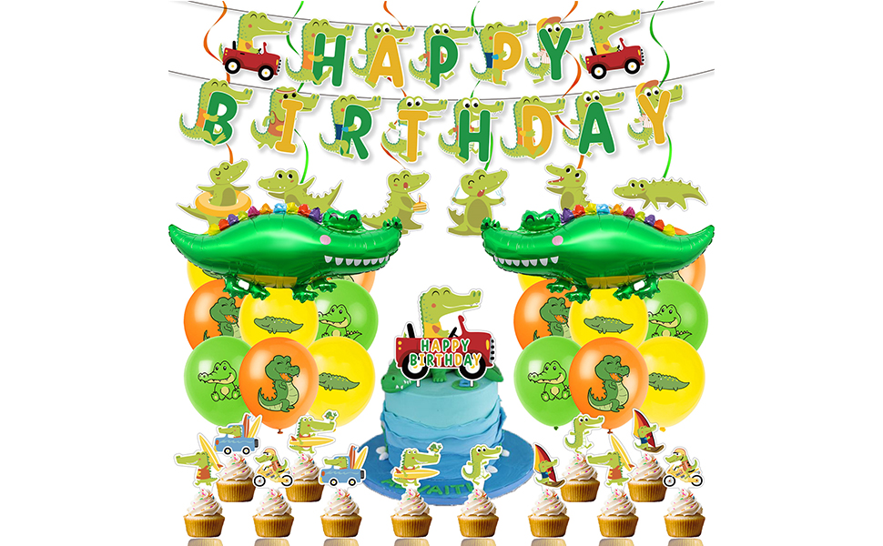 Amazon.com: 40Pcs Crocodile Theme Birthday Party Supplies and ...